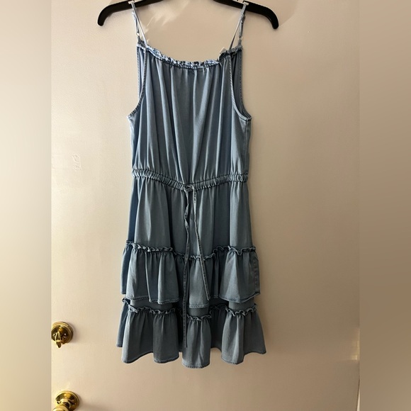 Bar III | Dresses | Bar Iii Blue Ruffled Midi Dress | Poshmark